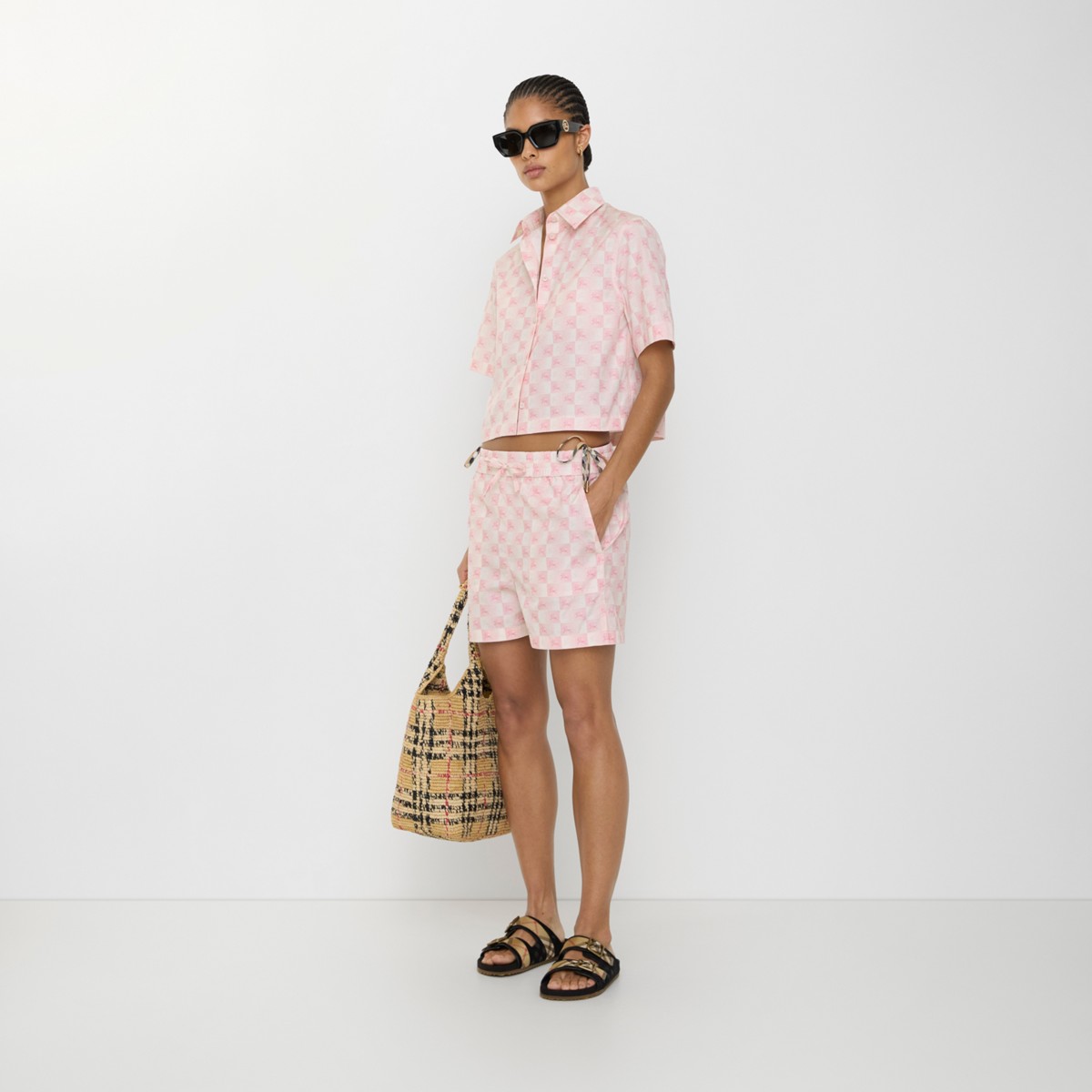 BURBERRY Burberry Knight Checkerboard Cotton Poplin Shorts